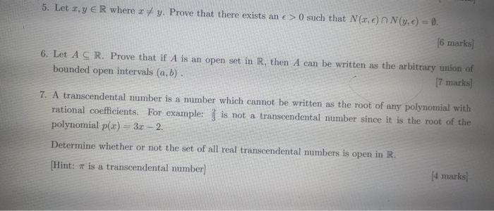 Solved 5. Let x,y∈R where x =y. Prove that there exists an | Chegg.com