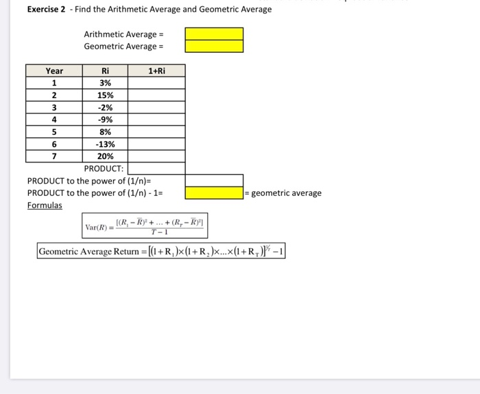 Solved Exercise 2 - Find the Arithmetic Average and | Chegg.com
