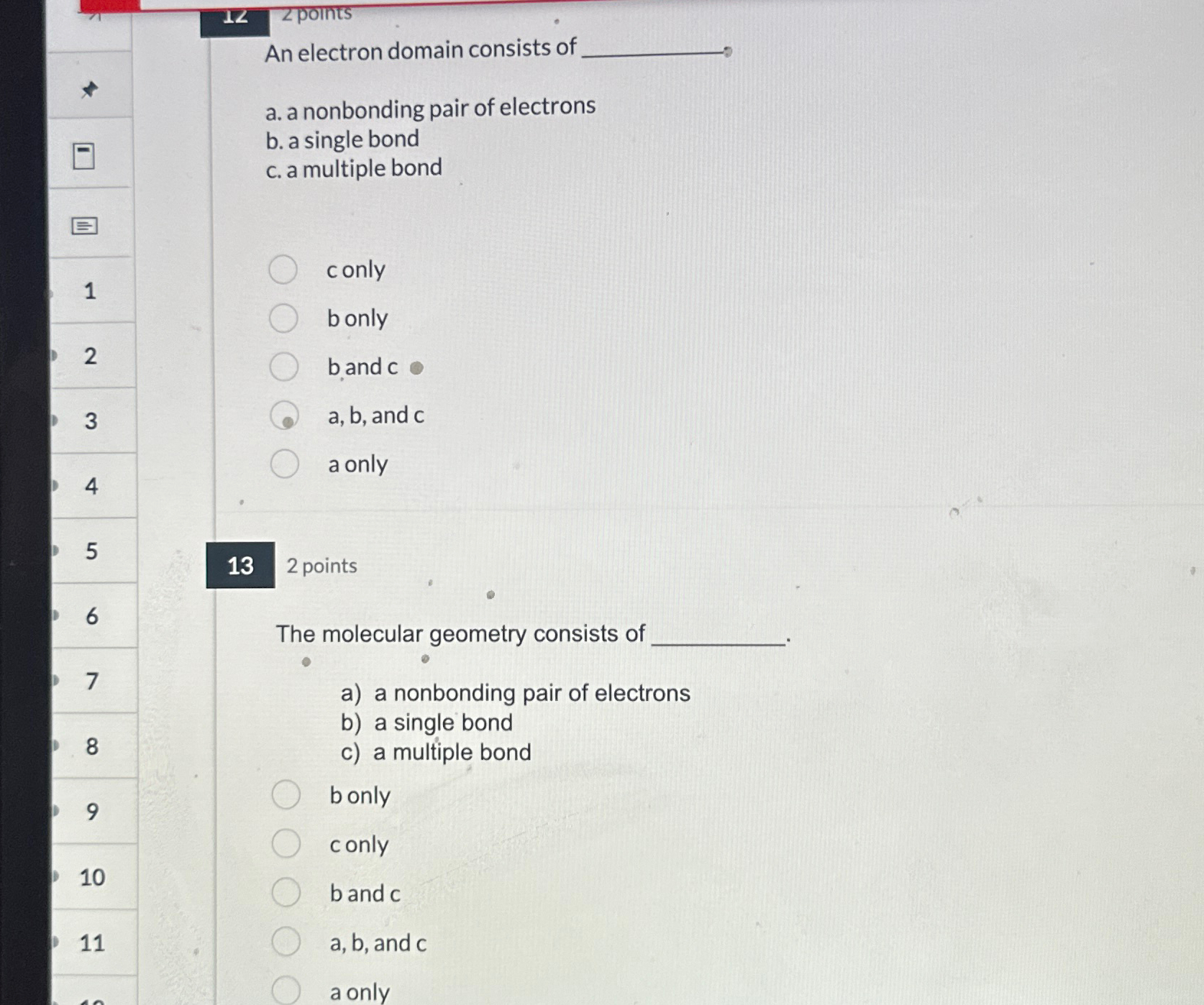 Solved 2 ﻿pointsAn electron domain consists ofa. ﻿a | Chegg.com