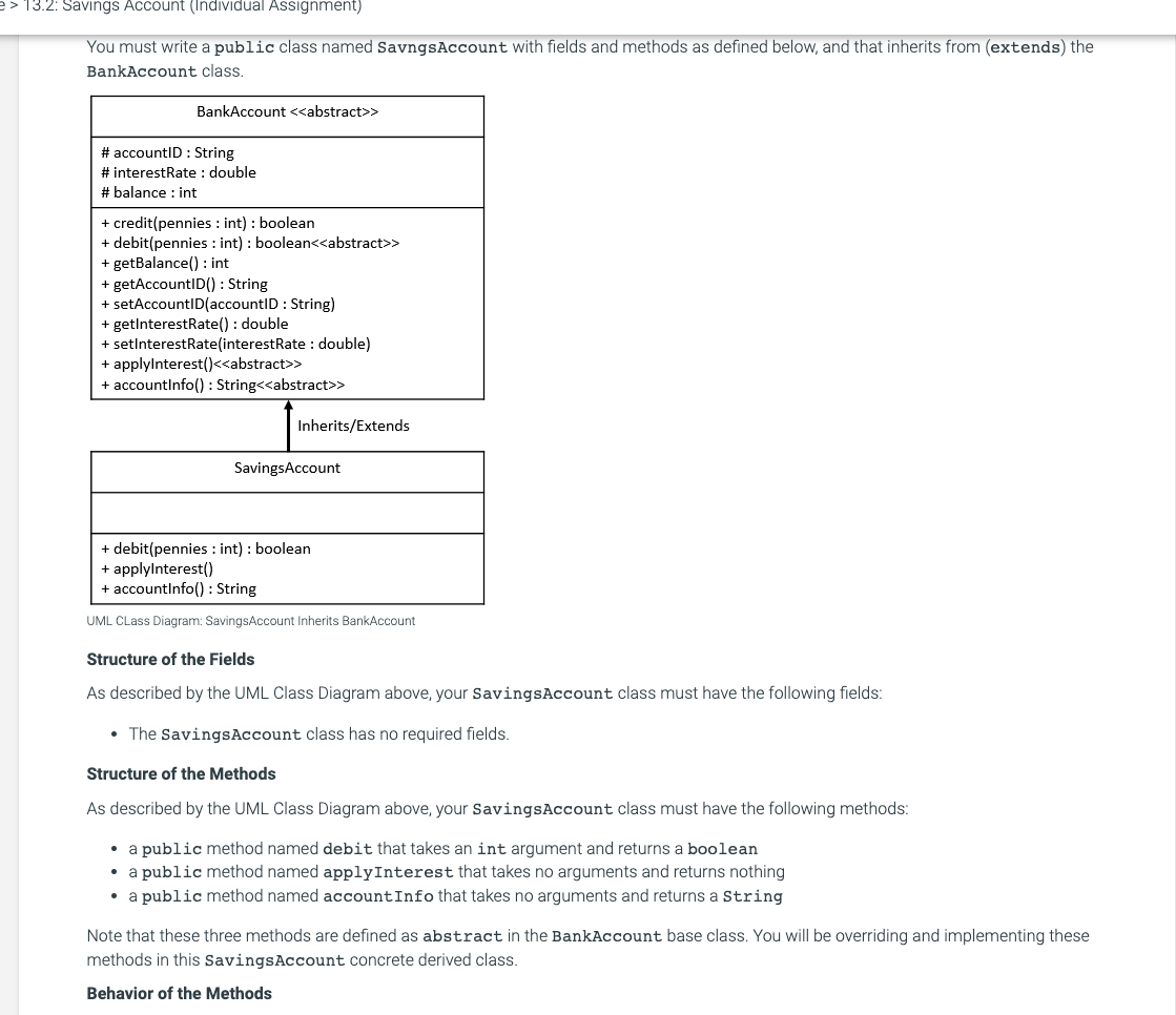 Solved *NEED HELP WITH SavingsAccount.java WILL LEAVE A GOOD | Chegg.com