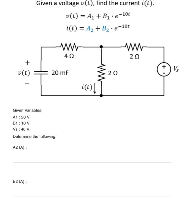 Solved Given a voltage v(t), find the current i(t). | Chegg.com
