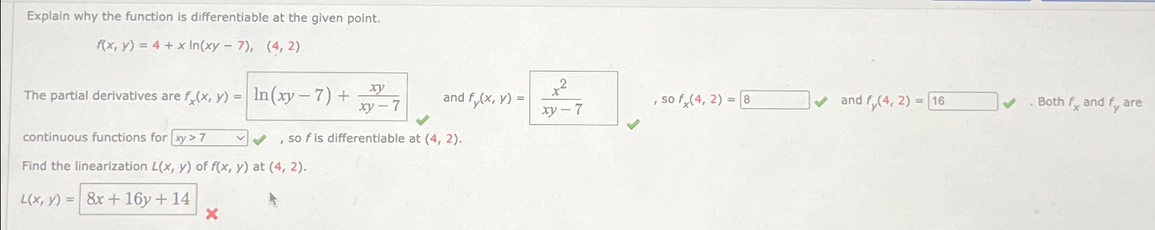 Solved Explain why the function is differentiable at the | Chegg.com