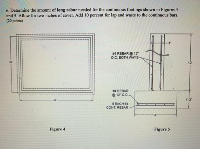 Solved 6. Determine the amount of long rebar needed for the | Chegg.com