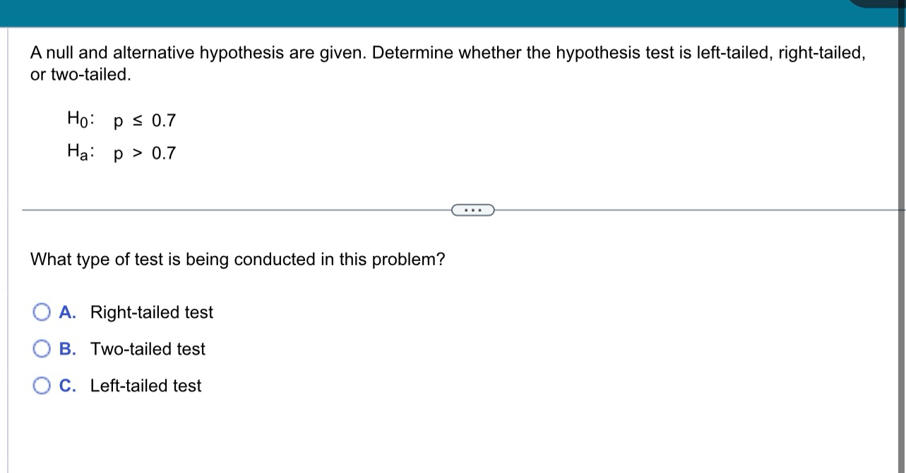 Solved A null and alternative hypothesis are given. | Chegg.com