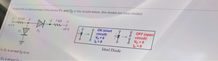 Solved Analyze the conditional state of the diodes Dy and D2 | Chegg.com