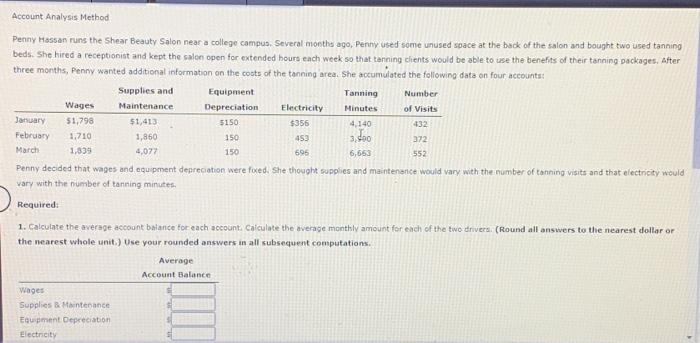 Solved 1. Calculate the average account bulance for each | Chegg.com