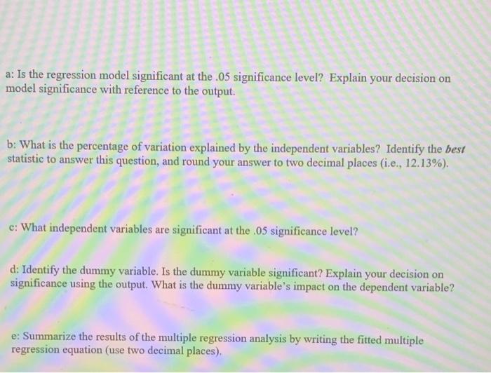 Solved 12: An analyst develops a multiple regression model | Chegg.com