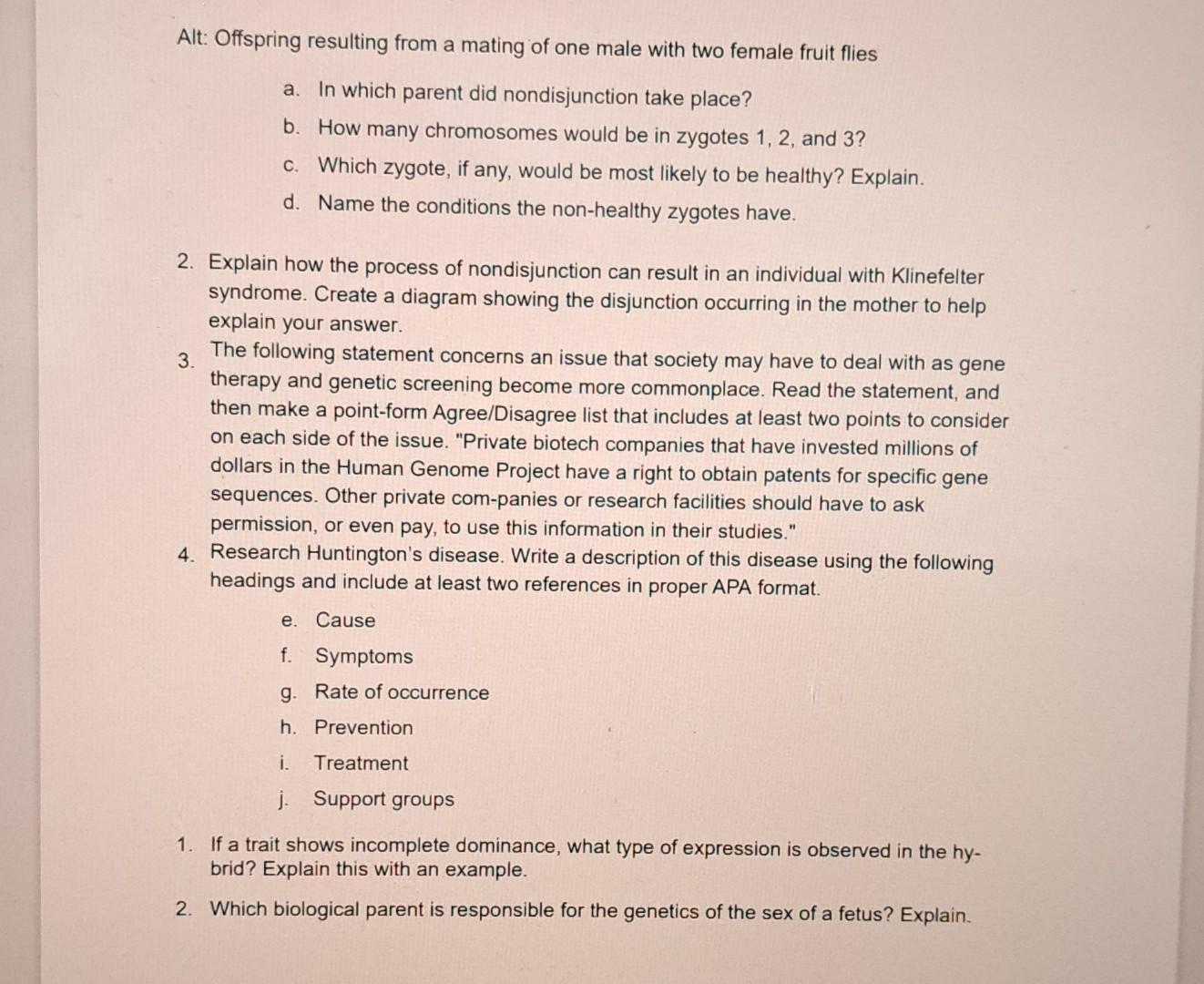 Solved Tasks 3 and 4: Genetics questions and problems Answer | Chegg.com