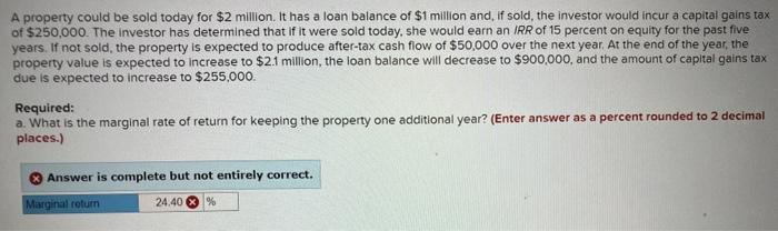 Solved A property could be sold today for $2 million. It has | Chegg.com