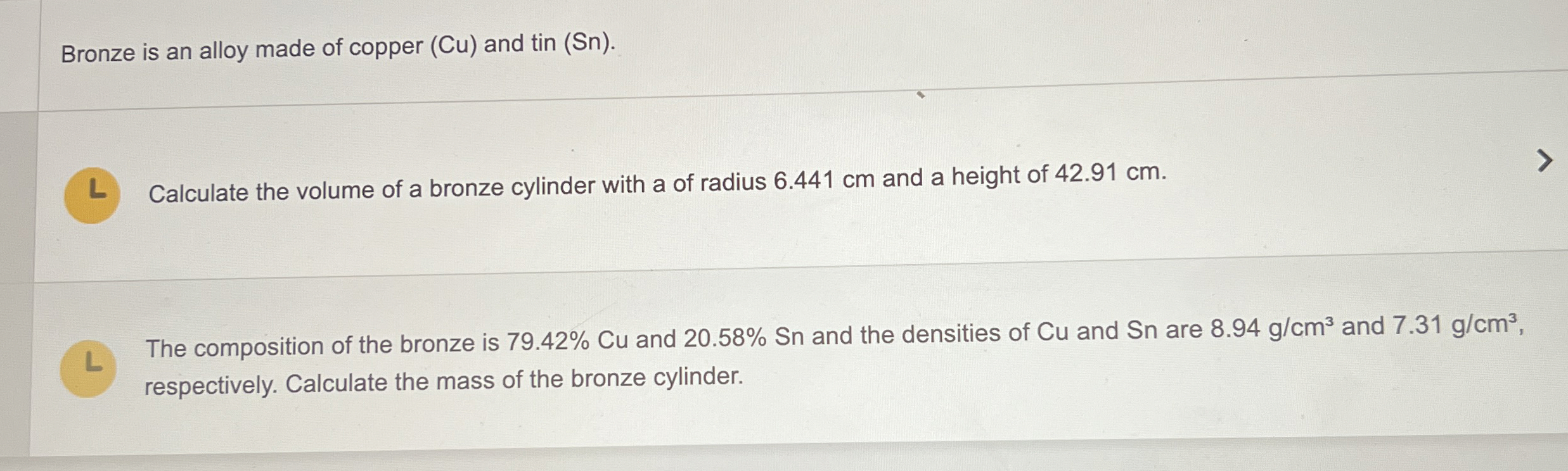 Solved Bronze is an alloy made of copper (Cu) ﻿and tin | Chegg.com
