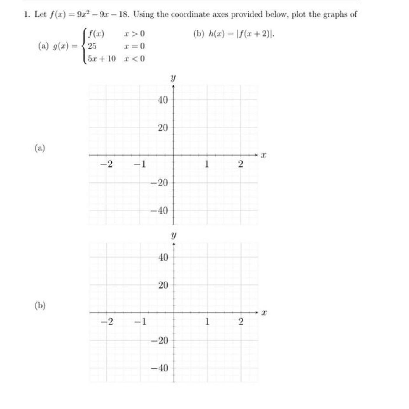 Solved Let f(x)=9x2-9x-18. ﻿Using the coordinate axes | Chegg.com