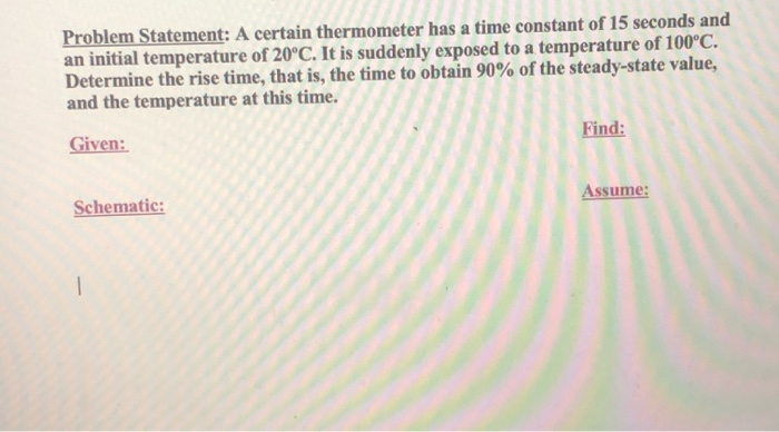 Solved Problem Statement: A certain thermometer has a time | Chegg.com