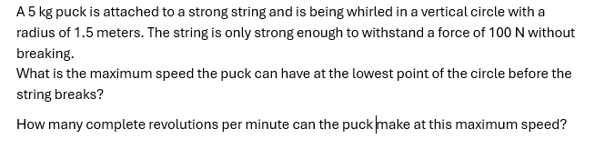 Solved A 5kg ﻿puck is attached to a strong string and is | Chegg.com