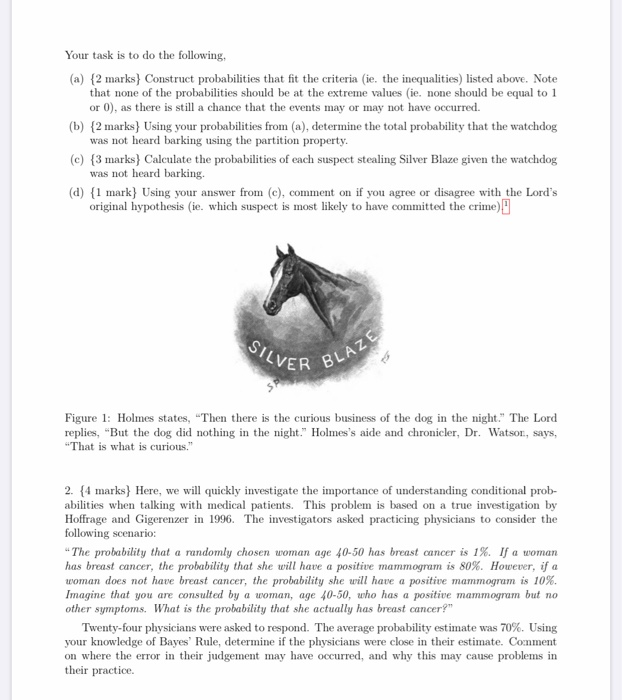 Solved 1. (The Adventure of Silver Blaze) Sherlock Holmes | Chegg.com