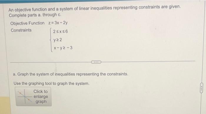 Solved An Objective Function And A System Of Linear 