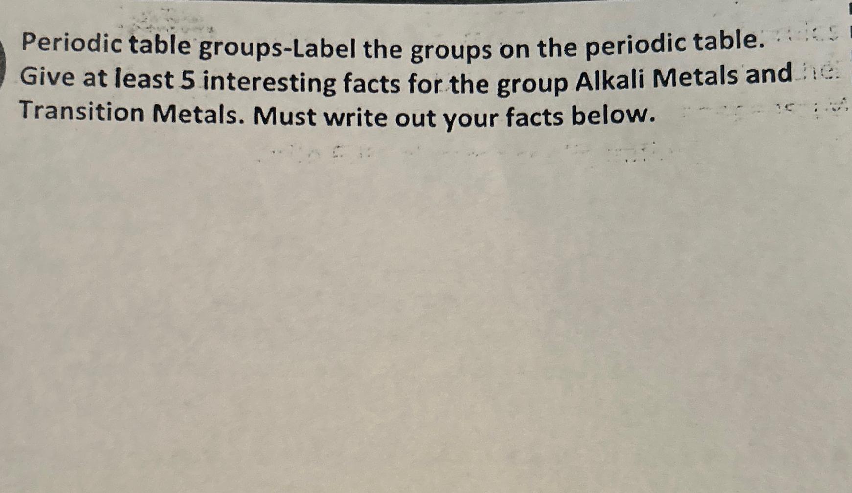 Solved Periodic table groups-Label the groups on the | Chegg.com