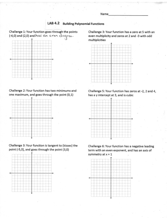 Solved Name Lab 42 Building Polynomial Functions Challenge 2673