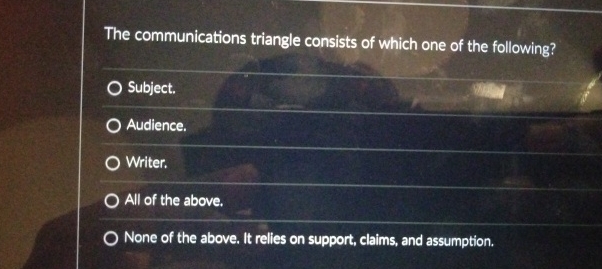 Solved The communications triangle consists of which one of | Chegg.com
