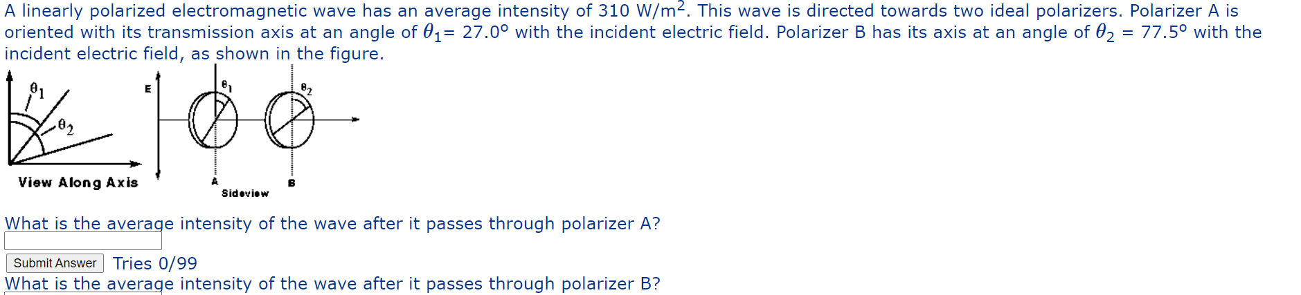 Solved A linearly polarized electromagnetic wave has an | Chegg.com