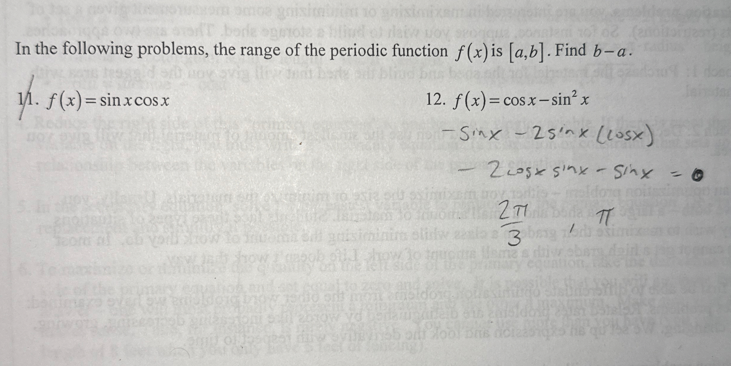 Solved In the following problems, the range of the periodic | Chegg.com