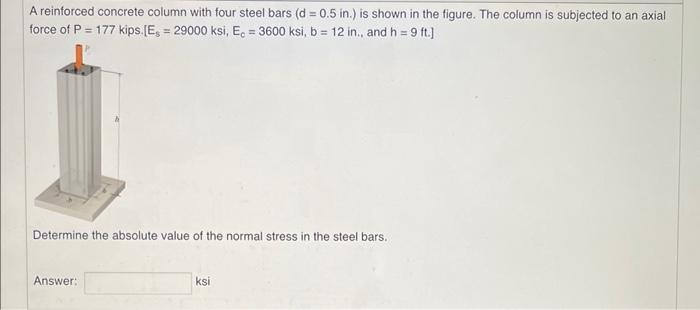 Solved A reinforced concrete column with four steel bars ( | Chegg.com