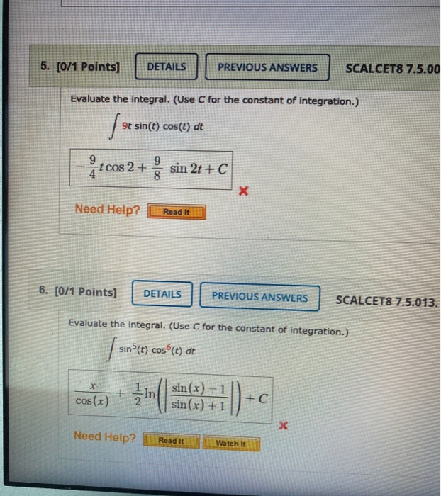 Solved 5. [0/1 Points) DETAILS PREVIOUS ANSWERS SCALCET8 | Chegg.com