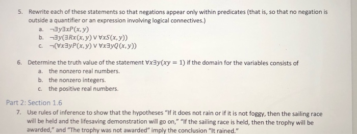Solved 5. Rewrite each of these statements so that negations | Chegg.com