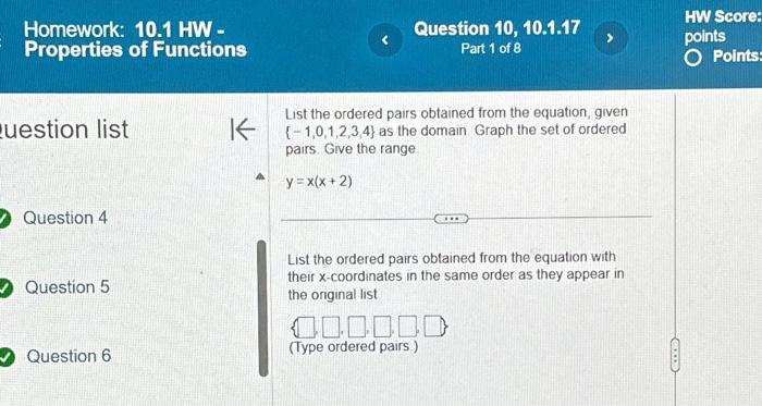 Solved estion list Question 4 Question 5 Question 6 List the | Chegg.com