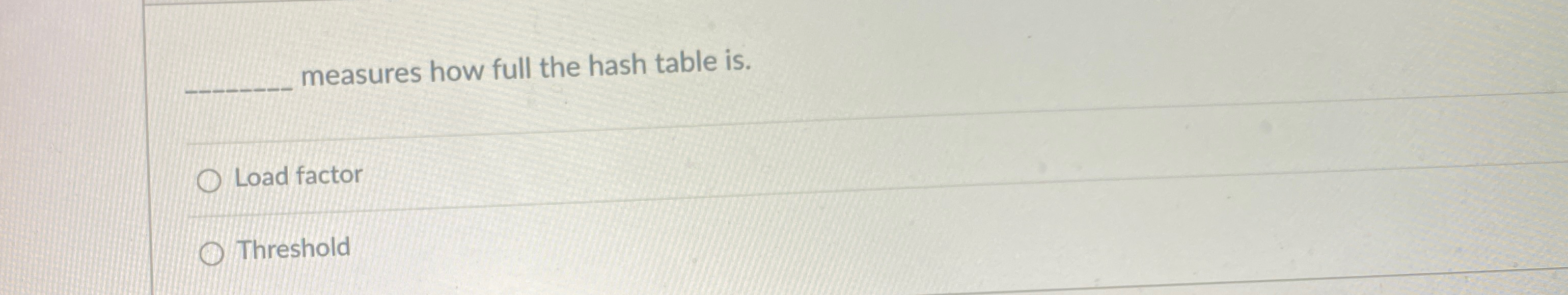 Solved measures how full the hash table is.Load | Chegg.com