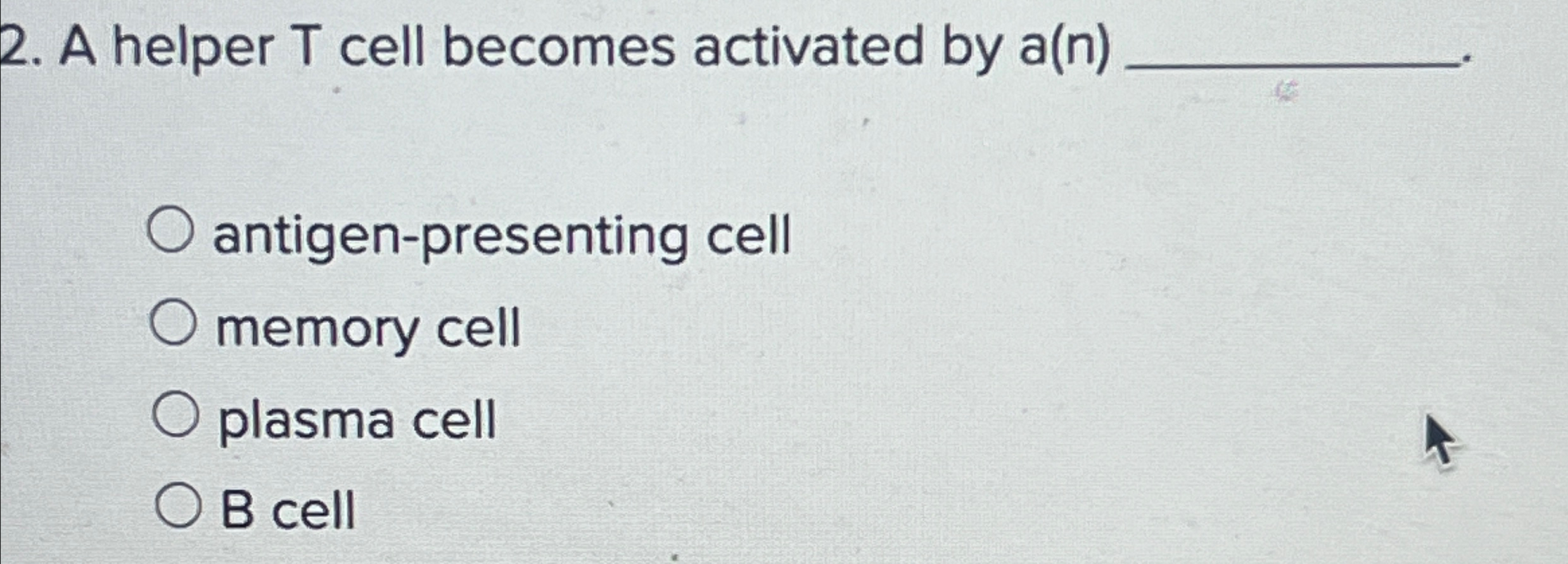 Solved A helper T ﻿cell becomes activated by | Chegg.com