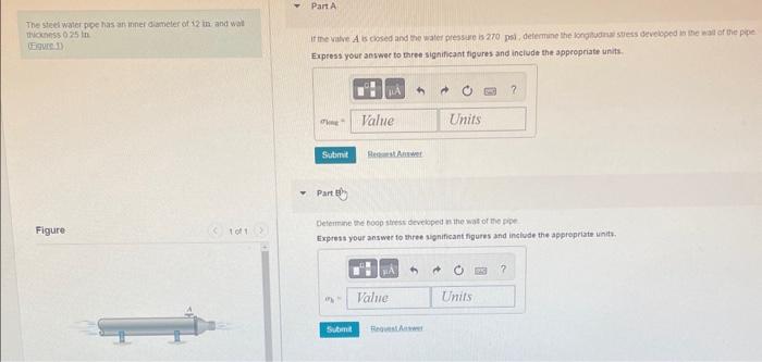 Solved The sted wate ppe has an iner dameler of 12 in and | Chegg.com
