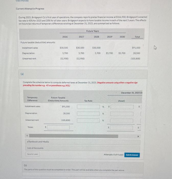 Solved Current Attempt in Progress During 2025, Bridgeport | Chegg.com