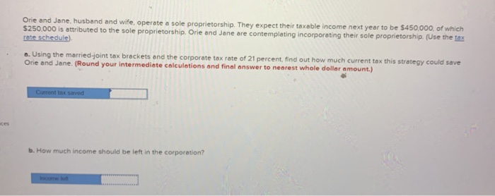 Solved Orie and Jane, husband and wife, operate a sole | Chegg.com