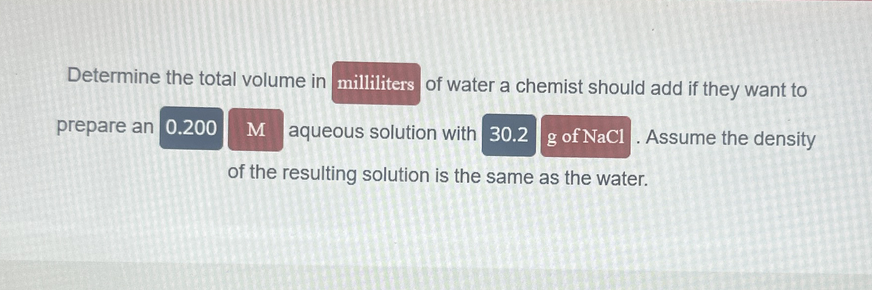Determine the total volume in milliliters of water a | Chegg.com