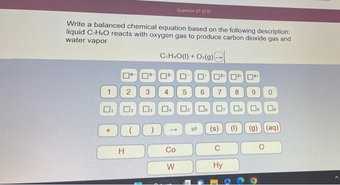Solved Write A Balanced Chemical Equation Based On The