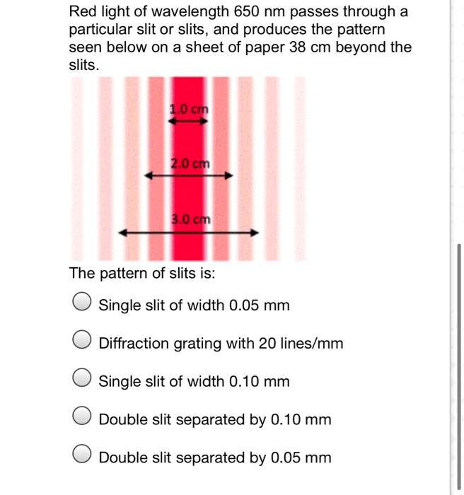 Solved Red light of wavelength 650 nm passes through a | Chegg.com