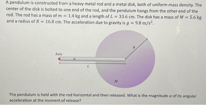 Solved A pendulum is constructed from a heavy metal rod and | Chegg.com