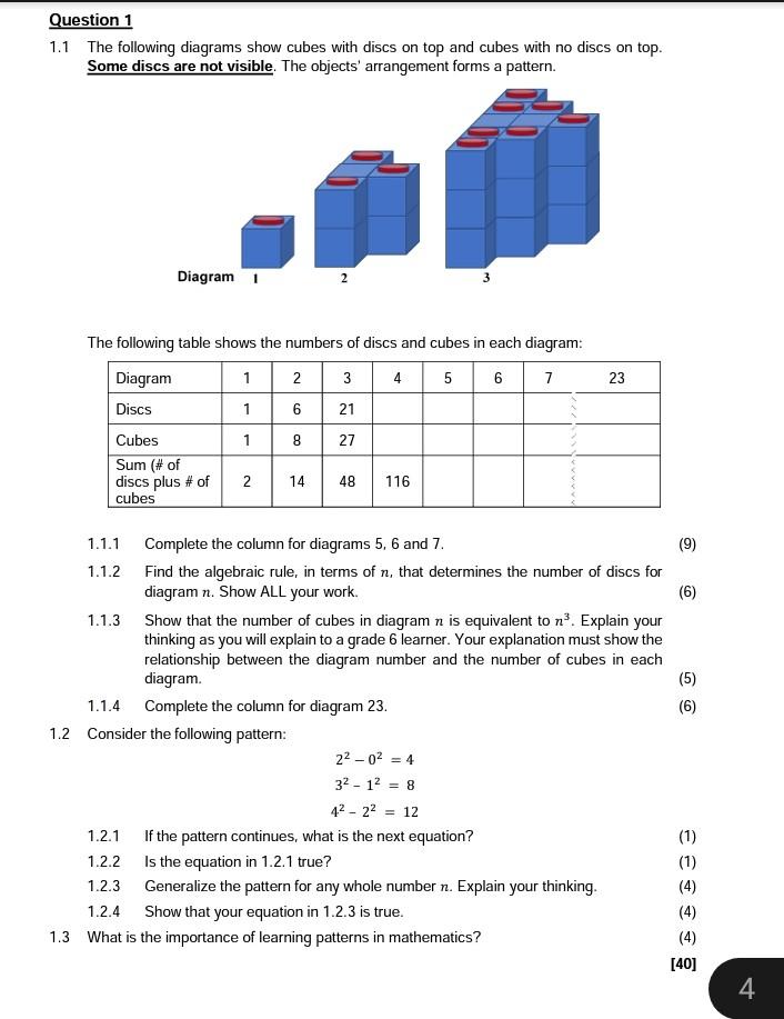 Solved 1.1 The following diagrams show cubes with discs on | Chegg.com