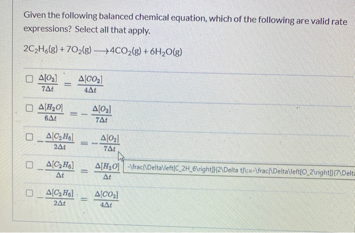 Solved Given the following balanced chemical equation, which | Chegg.com
