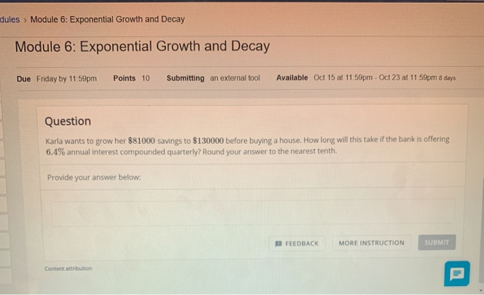 Solved dules > Module 6: Exponential Growth and Decay Module | Chegg.com