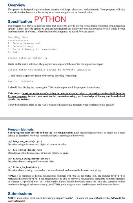 Solved Overview This project is designed to give students | Chegg.com