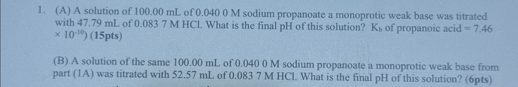 Solved (A) ﻿A solution of 100.00mL ﻿of 0.0400M ﻿sodium | Chegg.com
