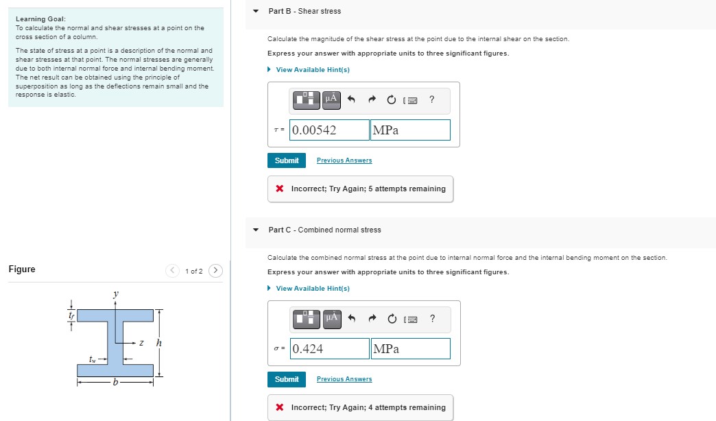 Solved Learning Goal:To calculate the normal and shear | Chegg.com