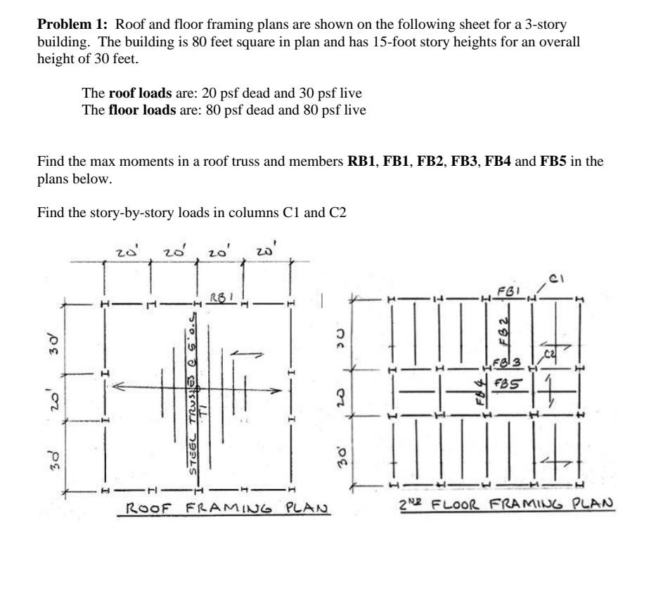Problem 1: Roof and floor framing plans are shown on | Chegg.com