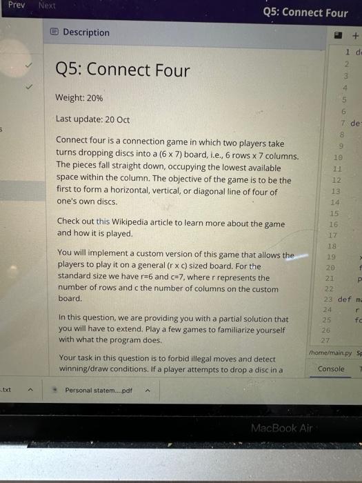 Solved Python programming Connect four is a connection game | Chegg.com