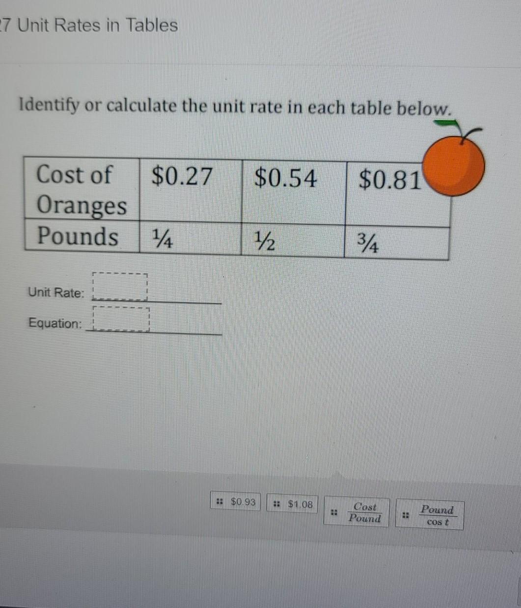 Solved 7 Unit Rates in Tables Identify or calculate the unit | Chegg.com