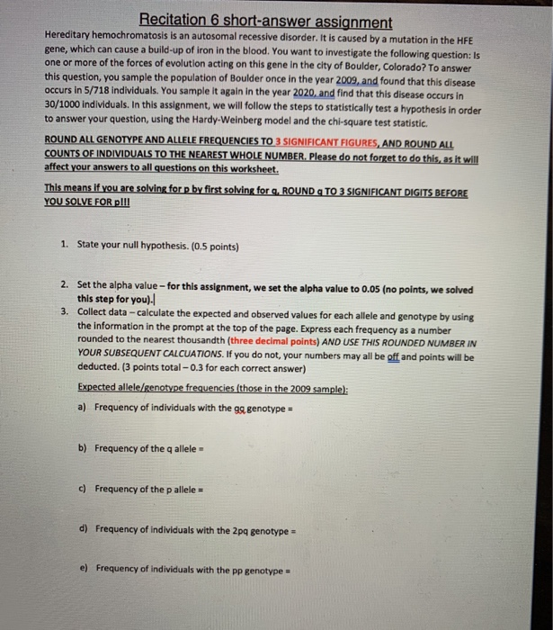Solved Recitation 6 short-answer assignment Hereditary | Chegg.com