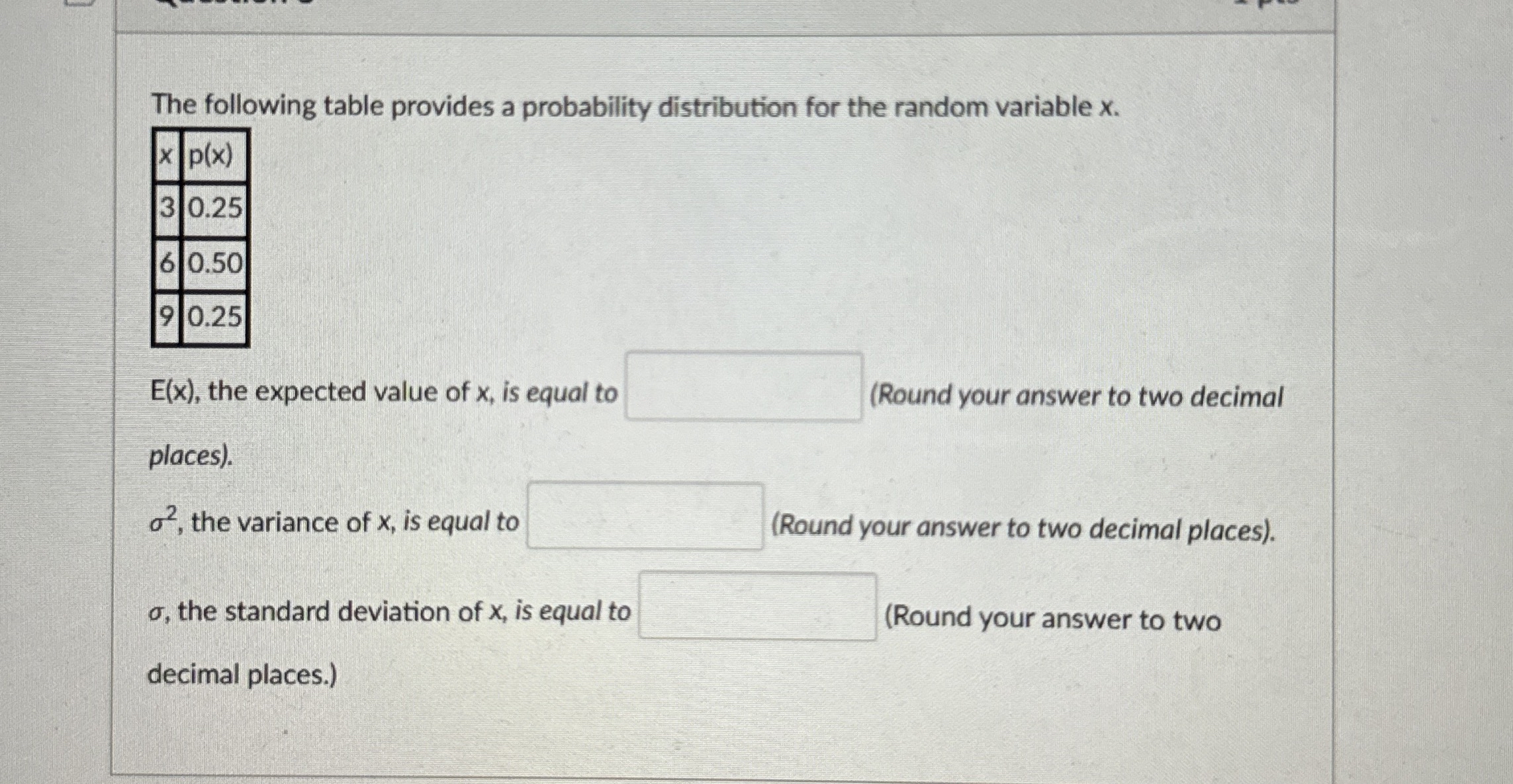 Solved The following table provides a probability | Chegg.com
