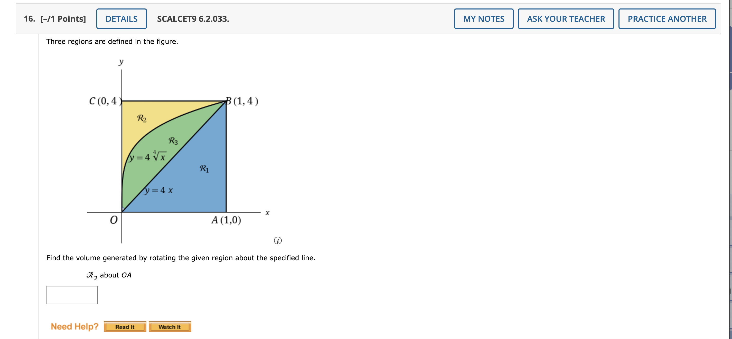 Solved [-/1 ﻿Points]SCALCET9 6.2.033.Three regions are | Chegg.com