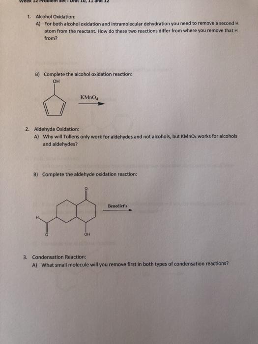 Solved 1. Alcohol Oxidation: A) For both alcohol oxidation | Chegg.com